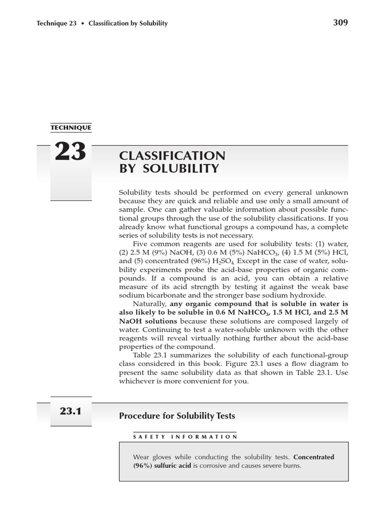 Solubility Classification Techniques | PDF | Amine | Alcohol