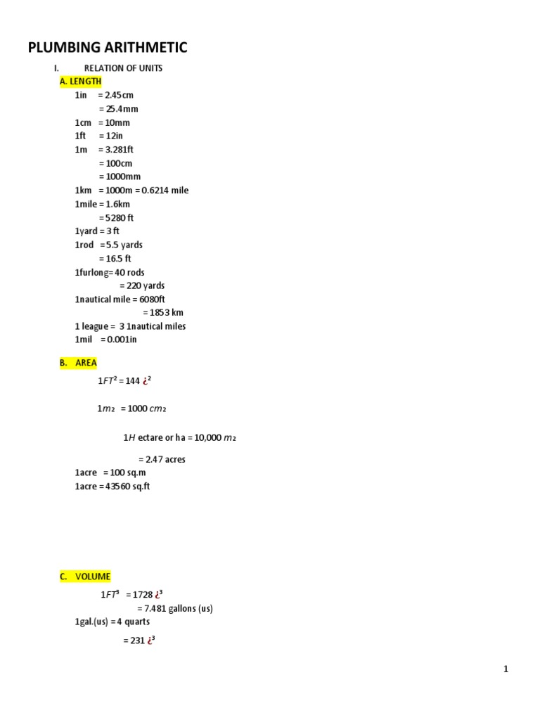 Plumbing Arithmetic Reviewer | PDF | Area | Pressure