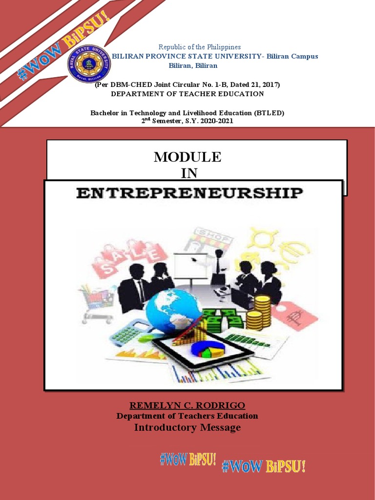 Rem - Module - in ENTREPRENEUR btled-MIDTERM | PDF | Entrepreneurship | Money