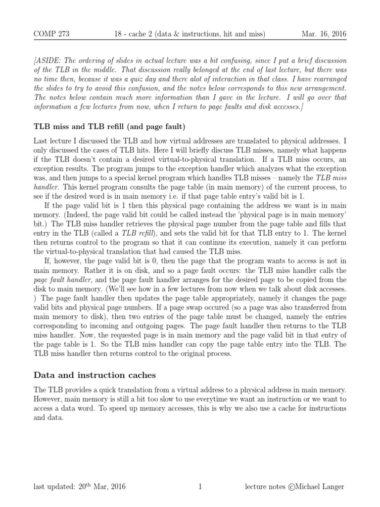 Data and Instruction Caches | PDF | Cpu Cache | Cache (Computing)