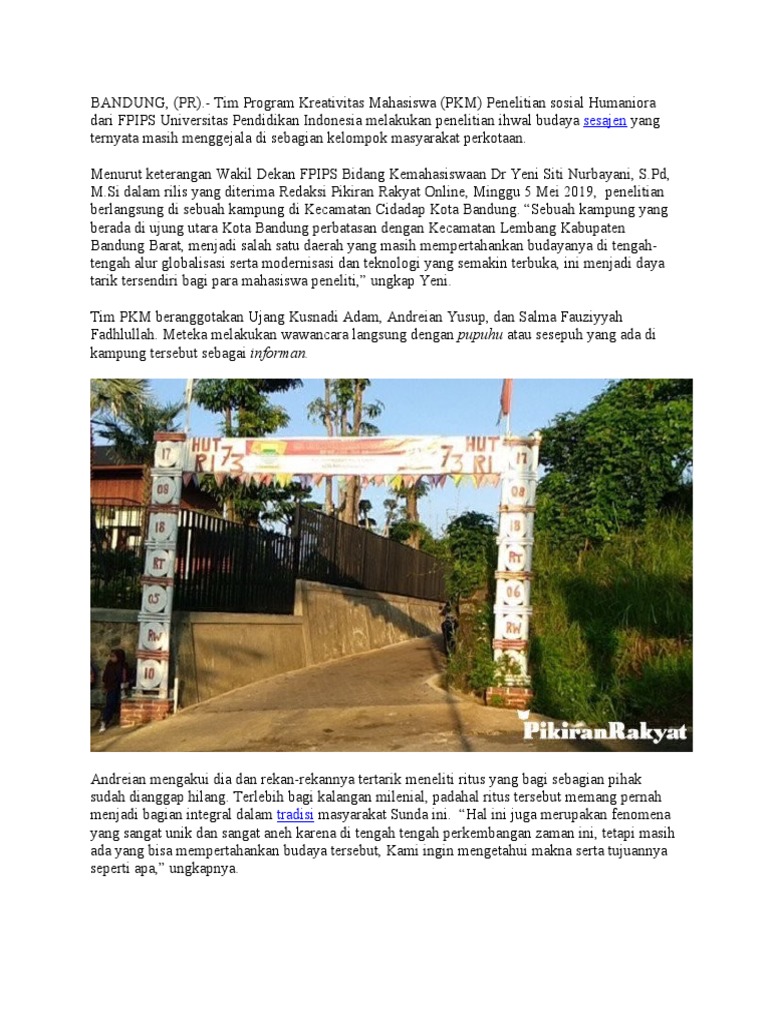 Penelitian Budaya Sesajen di Bandung | PDF
