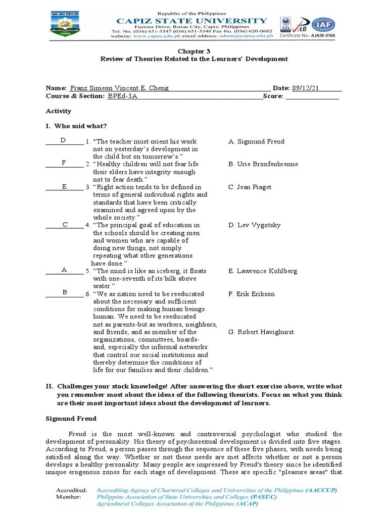 Activity Module 3 | PDF | Id | Cognitive Development
