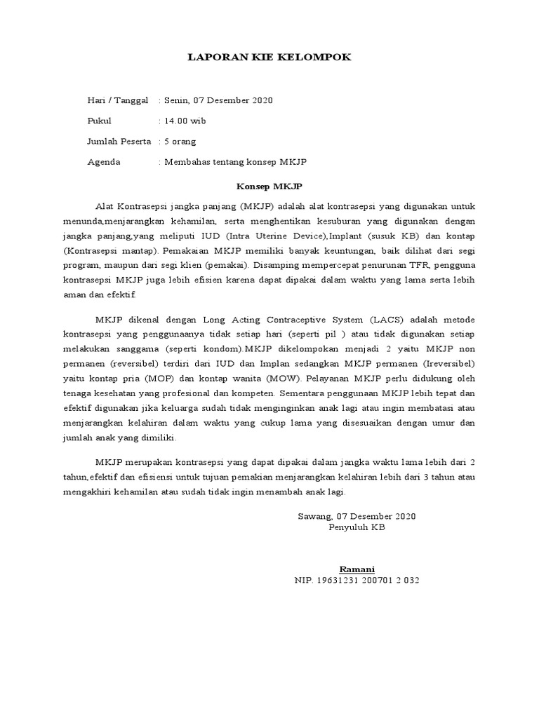 LAPORAN KIE Kelompok MKJP | PDF