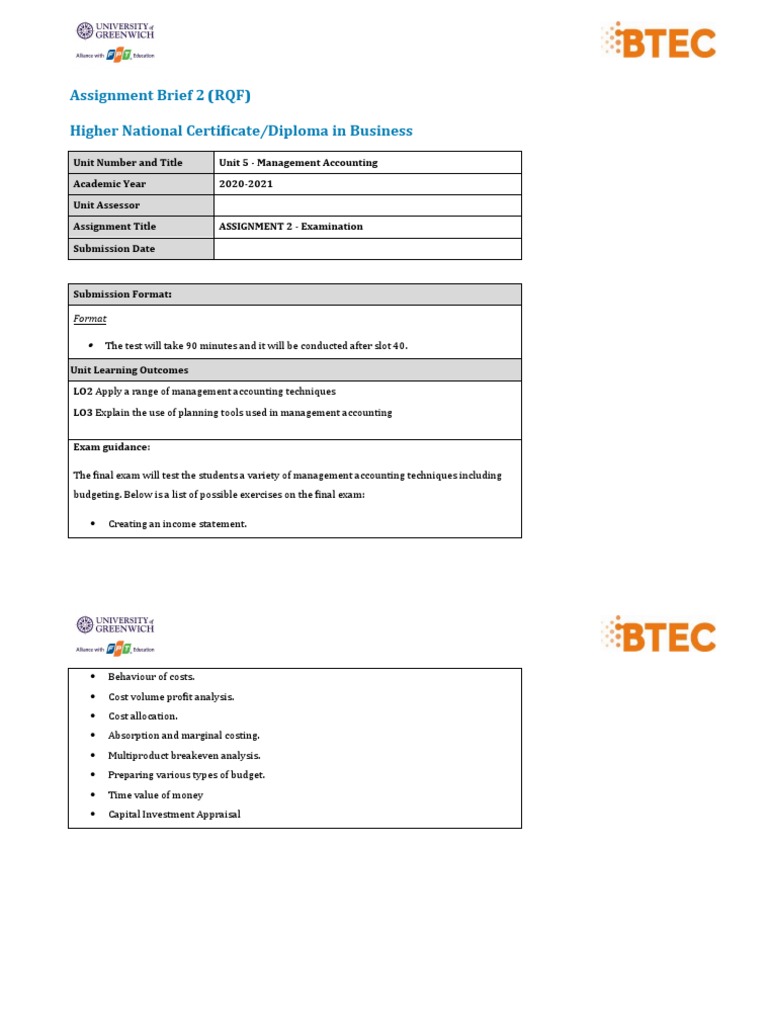 Assignment Brief 2 (RQF) Higher National Certificate/Diploma in ...