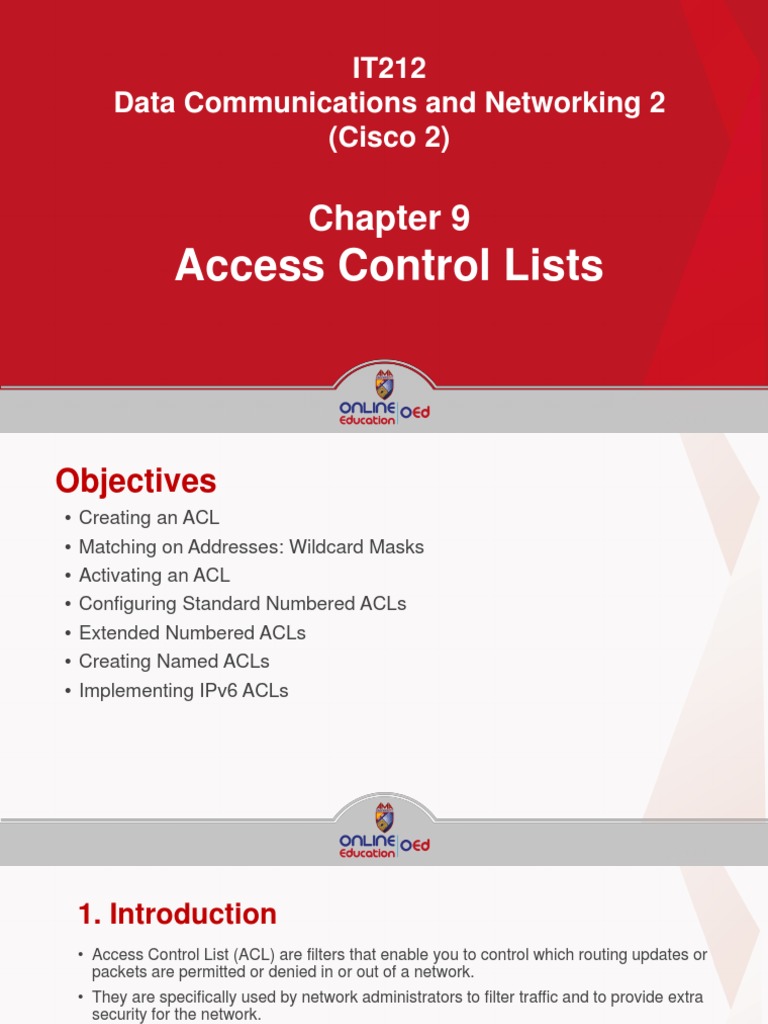 W11 Presentation Chapter 9 Access Control Lists Pdf Ip Address I Pv6 