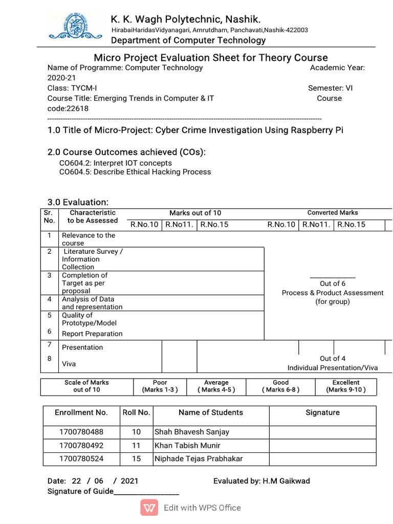 Eti Evaluation Sheet | PDF