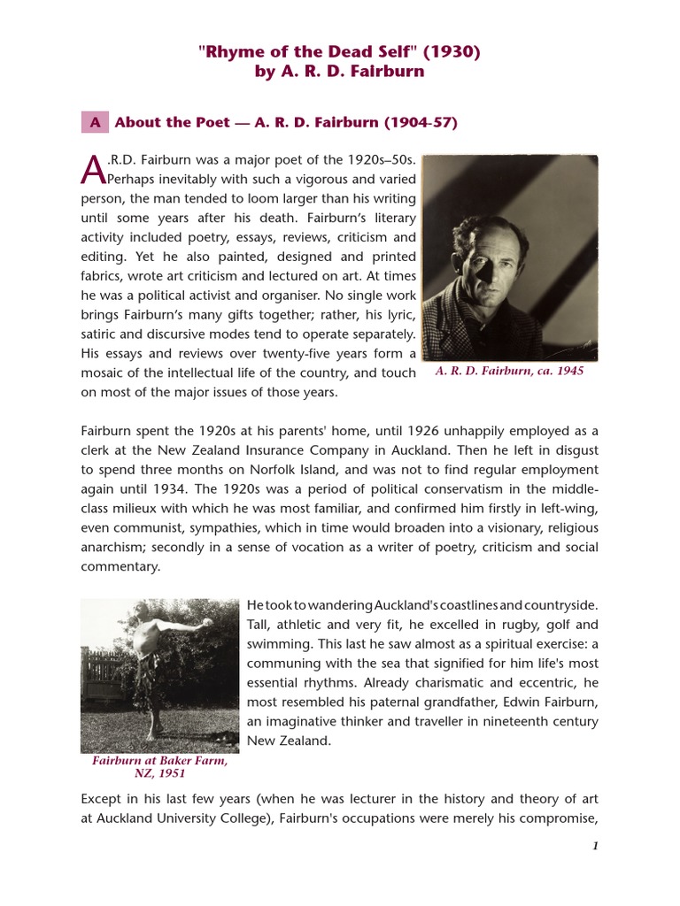 Teacher - Fairburn - Rhyme of The Dead Self | PDF | Poetry | Rhyme