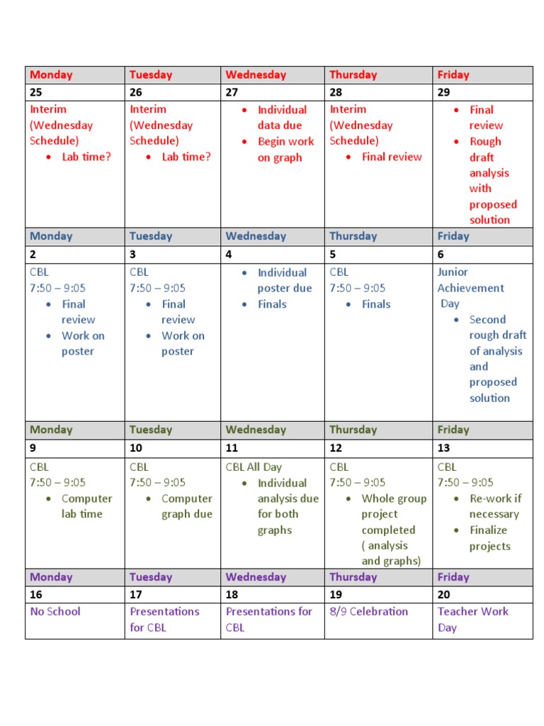 Math Deadlines Calendar Pdf