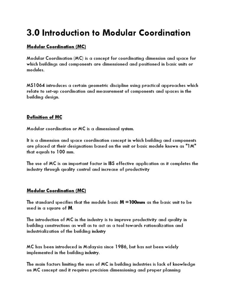 3.0 Introduction To Modular Coordination | PDF | Dimension | Modularity