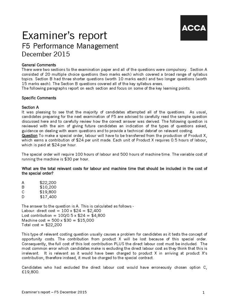 F5-Examreport-D15 (Deleted) | PDF | Test (Assessment) | Variance