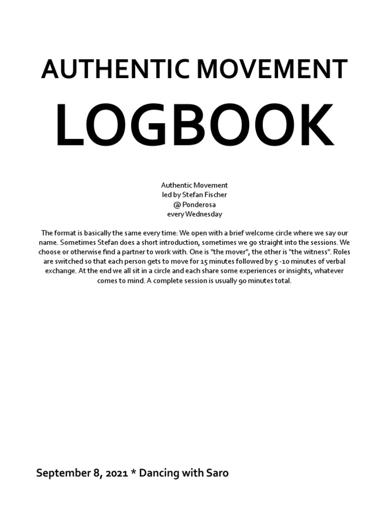 Authentic Movement Logbook | PDF | Mind | Dances