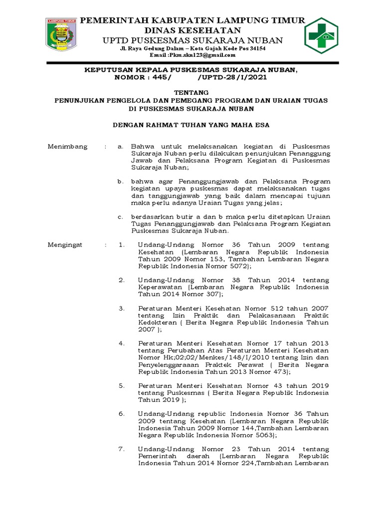 SK Penunjukan Pemegang Program | PDF