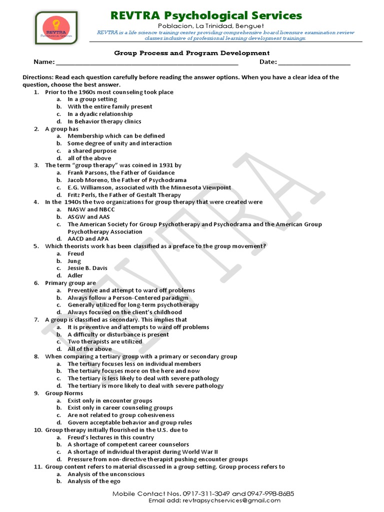 Group Process and Program Development Name: - Date | PDF | Psychotherapy | Psychoanalysis