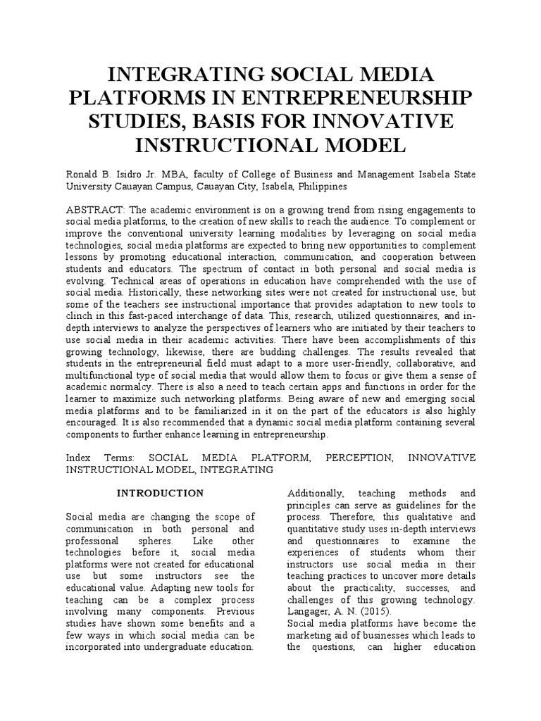 Social Media in Entrepreneurship Education | PDF | Popular Culture ...