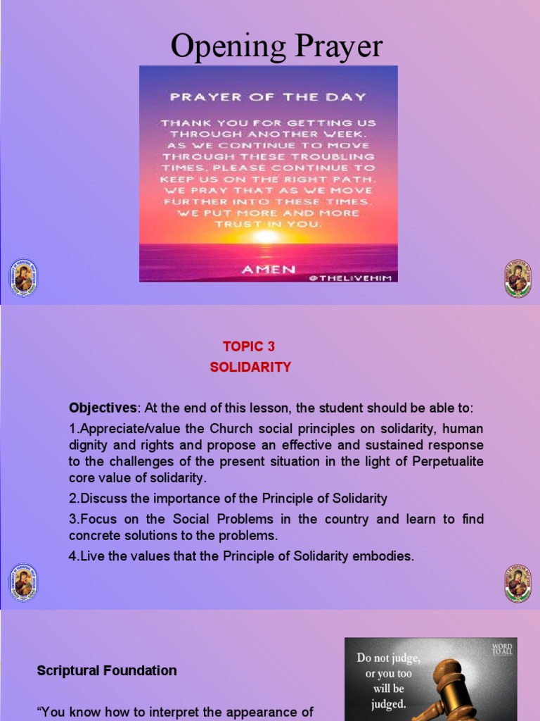 Understanding the Principle of Solidarity | PDF | Solidarity | Catholic ...