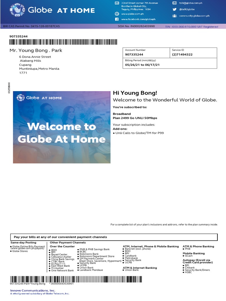 Understanding Your Globe Broadband Plan and Monthly Bill | PDF | Value ...