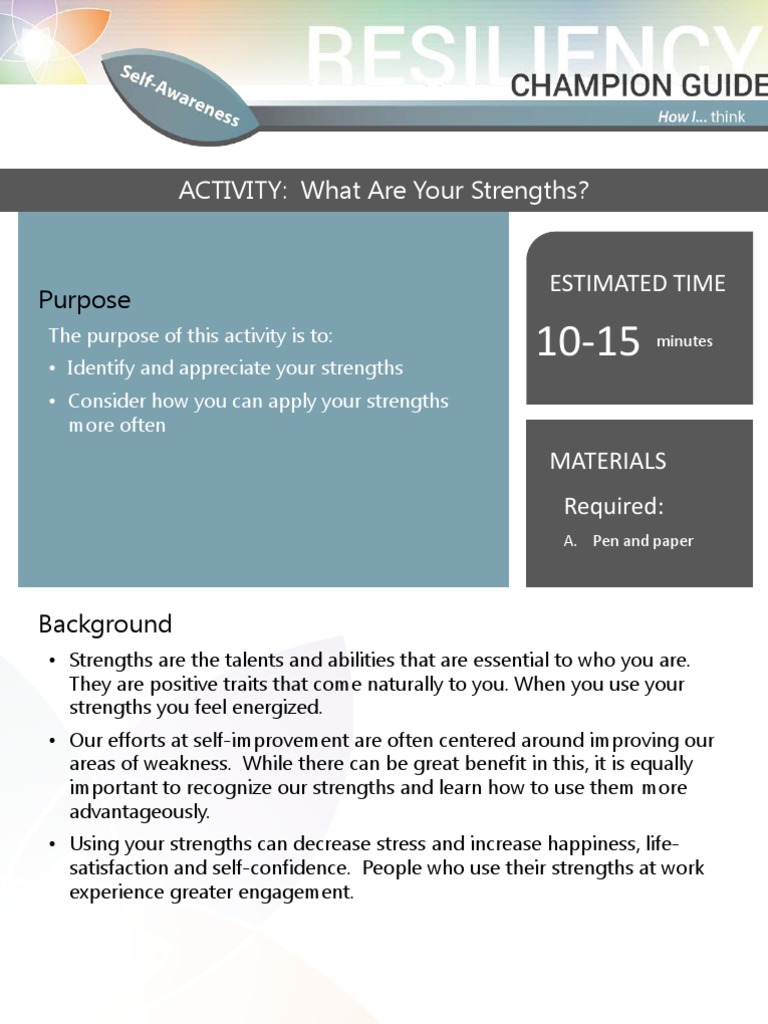 Strengths Worksheet and List | PDF | Courage | Behavior Modification