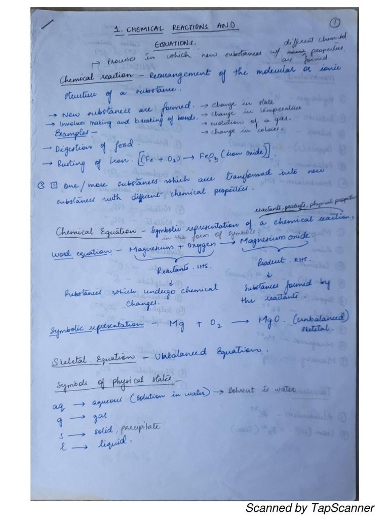 1.chemical Reactions and Equations | PDF | Cooking, Food & Wine