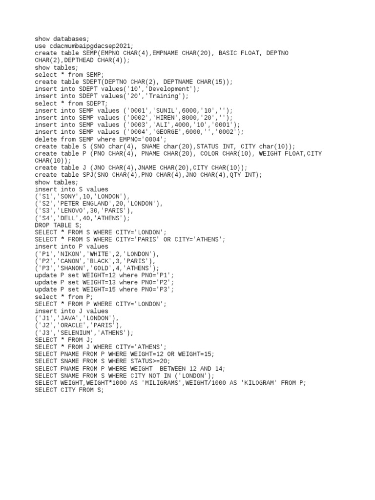 Database Exercise 1 | PDF