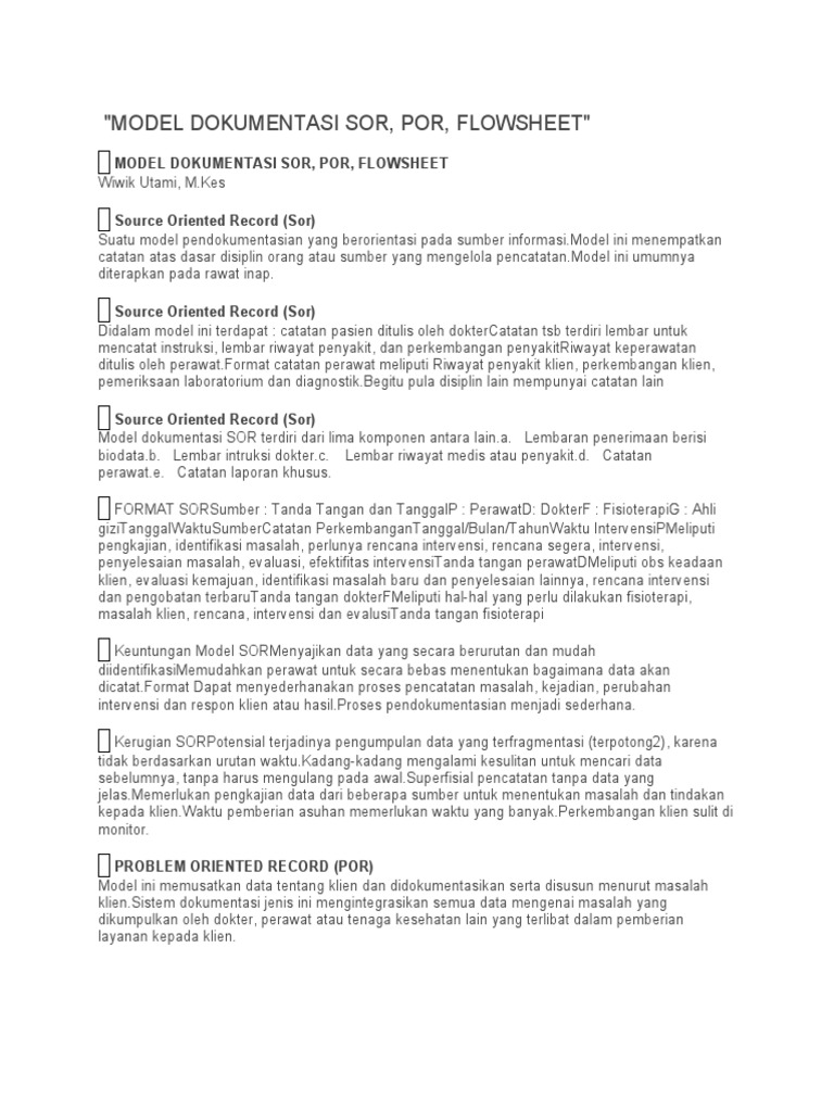 Model Dokumentasi Sor | PDF
