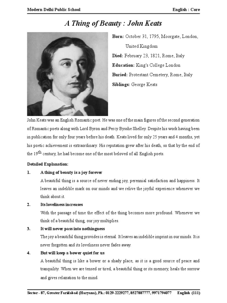 A Thing of Beauty | PDF | John Keats | Happiness