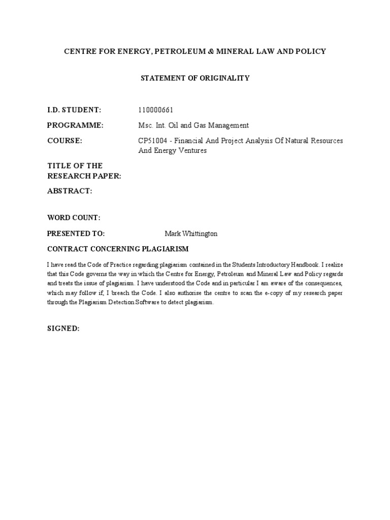 Assessing the Financial Viability of the Natalie Gas Scheme Through Net ...