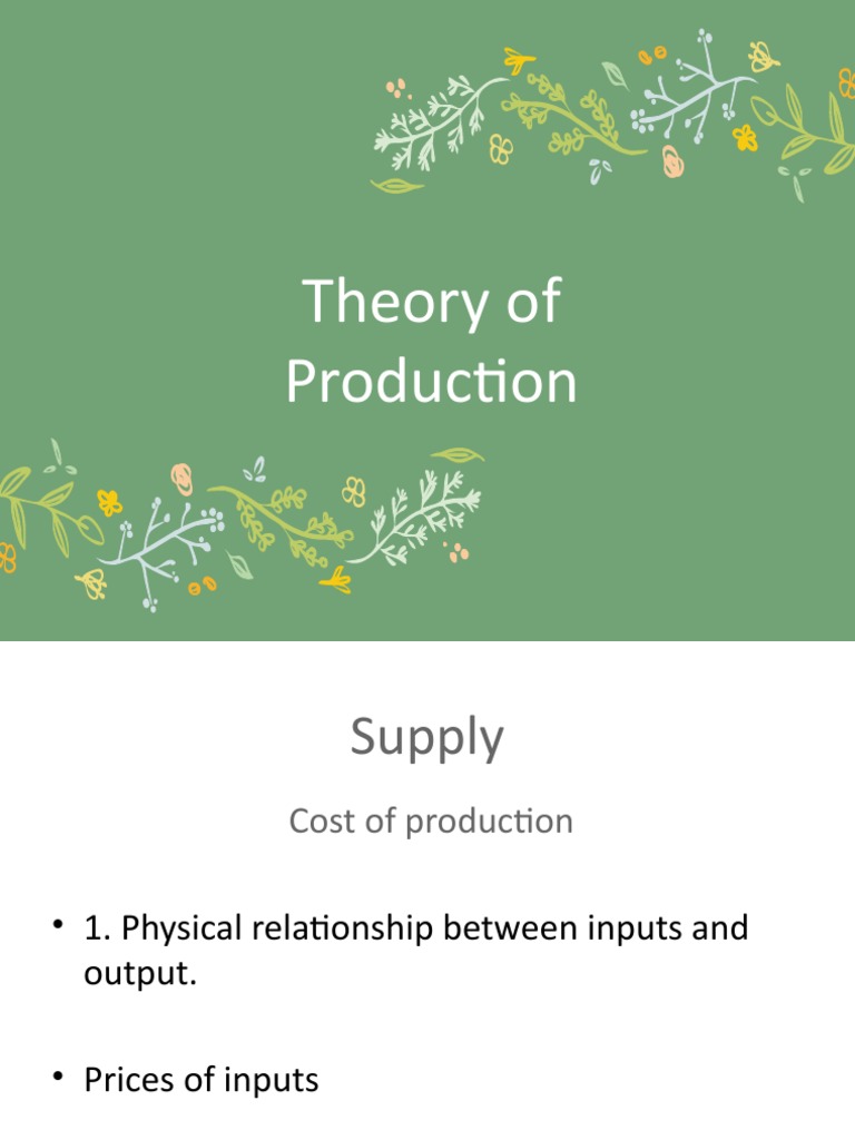 Theory of Production | PDF | Secondary Sector Of The Economy | Supply ...