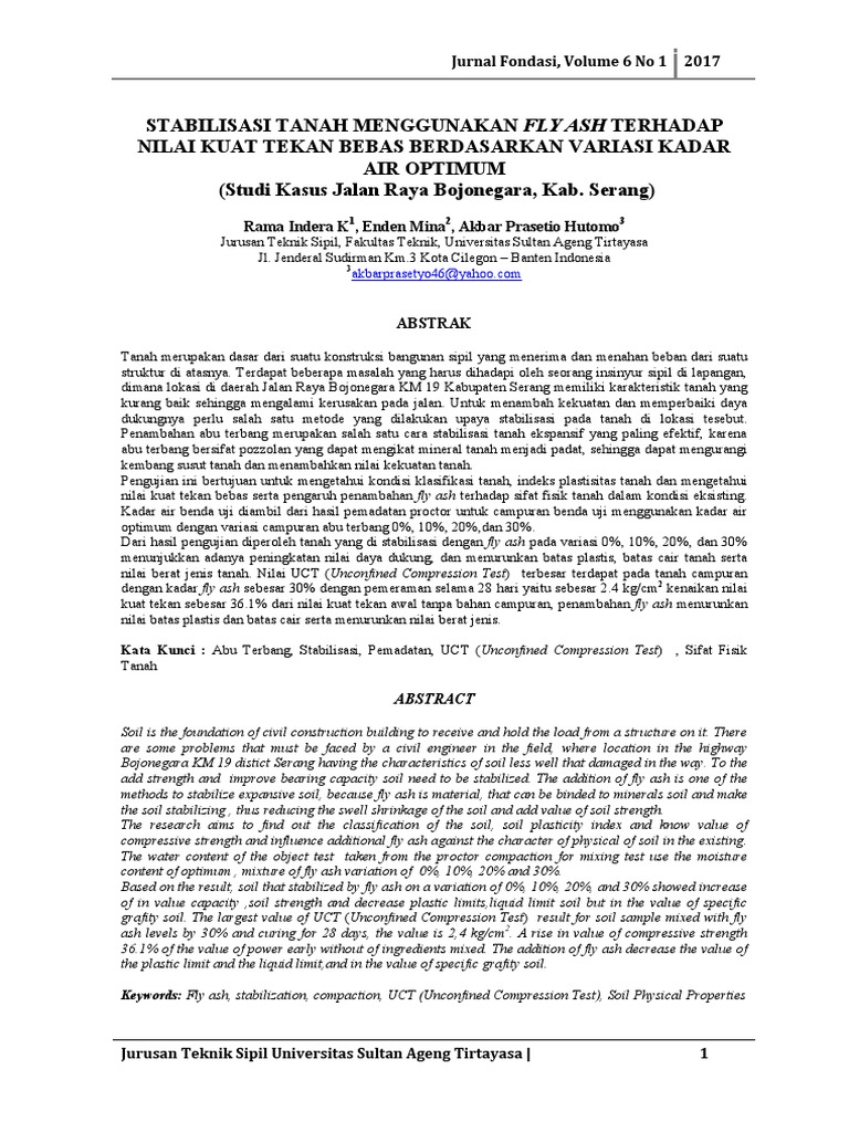 Stabilisasi Tanah Menggunakan Fly Ash | PDF