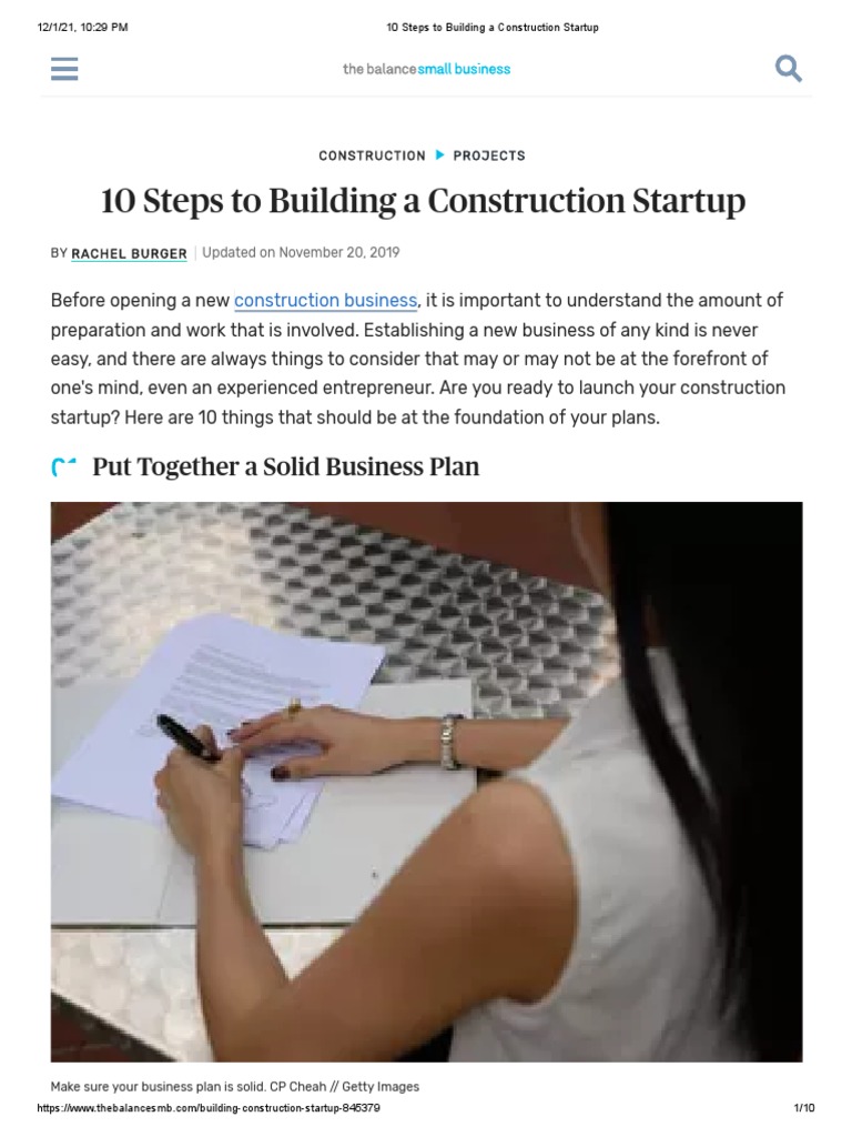 10 Steps To Building A Construction Startup: Put Together A Solid ...