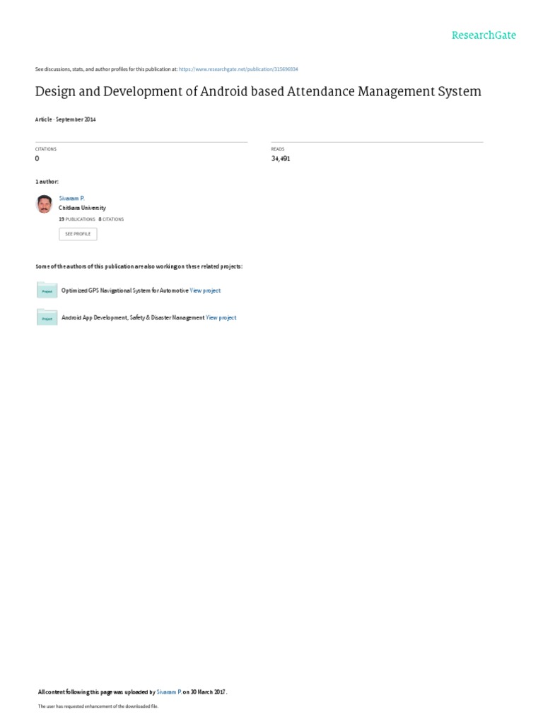 Design and Development of Android Based Attendance Management System | PDF | Android (Operating ...