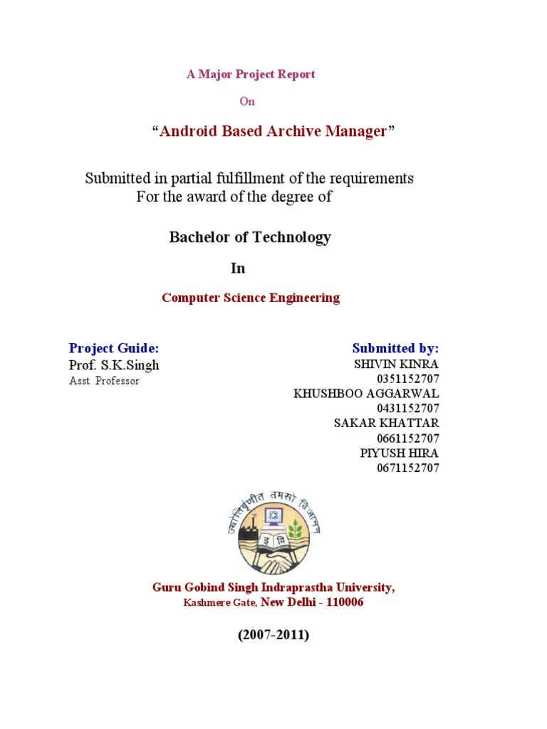 A Major Project Report | PDF | Android (Operating System) | Class (Computer Programming)