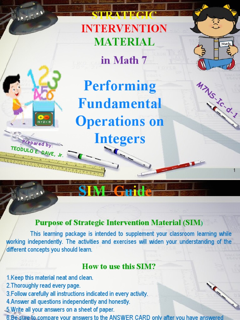 Performing Fundamental Operations On Integers G7 SIM | PDF | Teaching | Applied Psychology