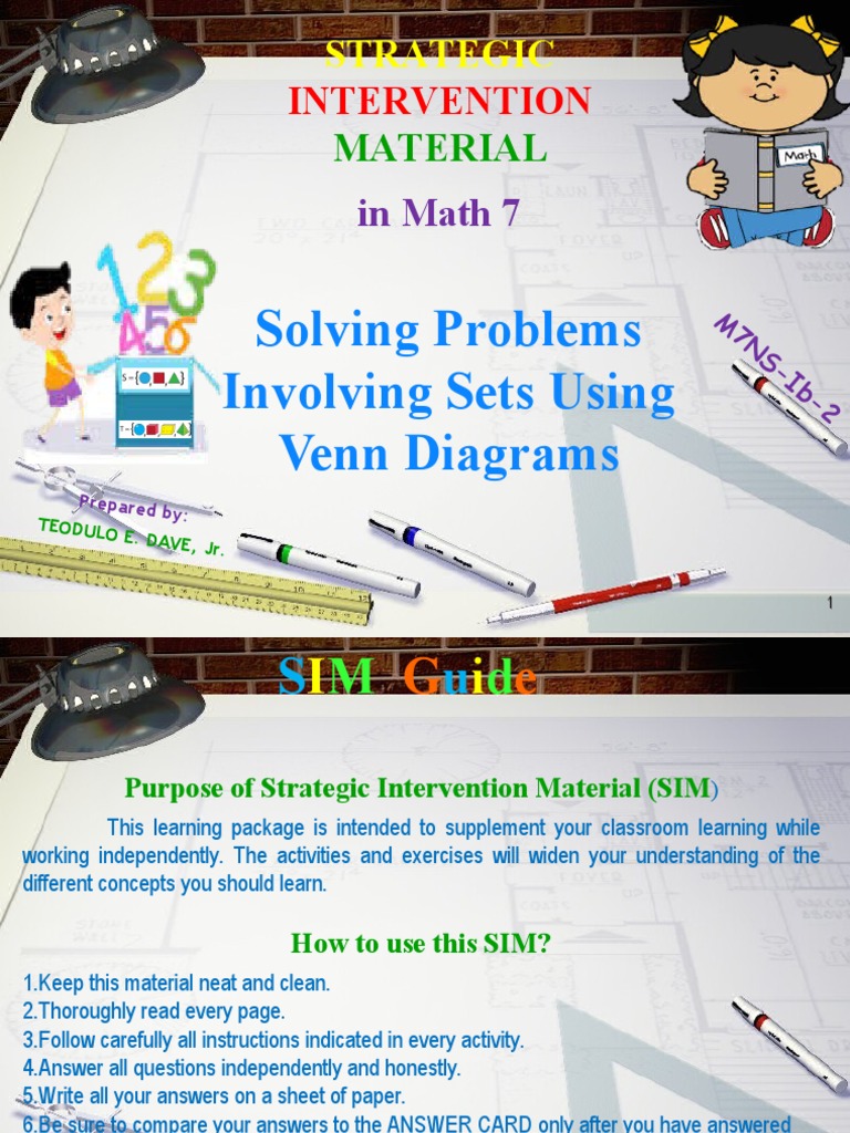 Solving Problems Involving Sets Using Venn Diagrams G7 SIM | PDF | Set ...
