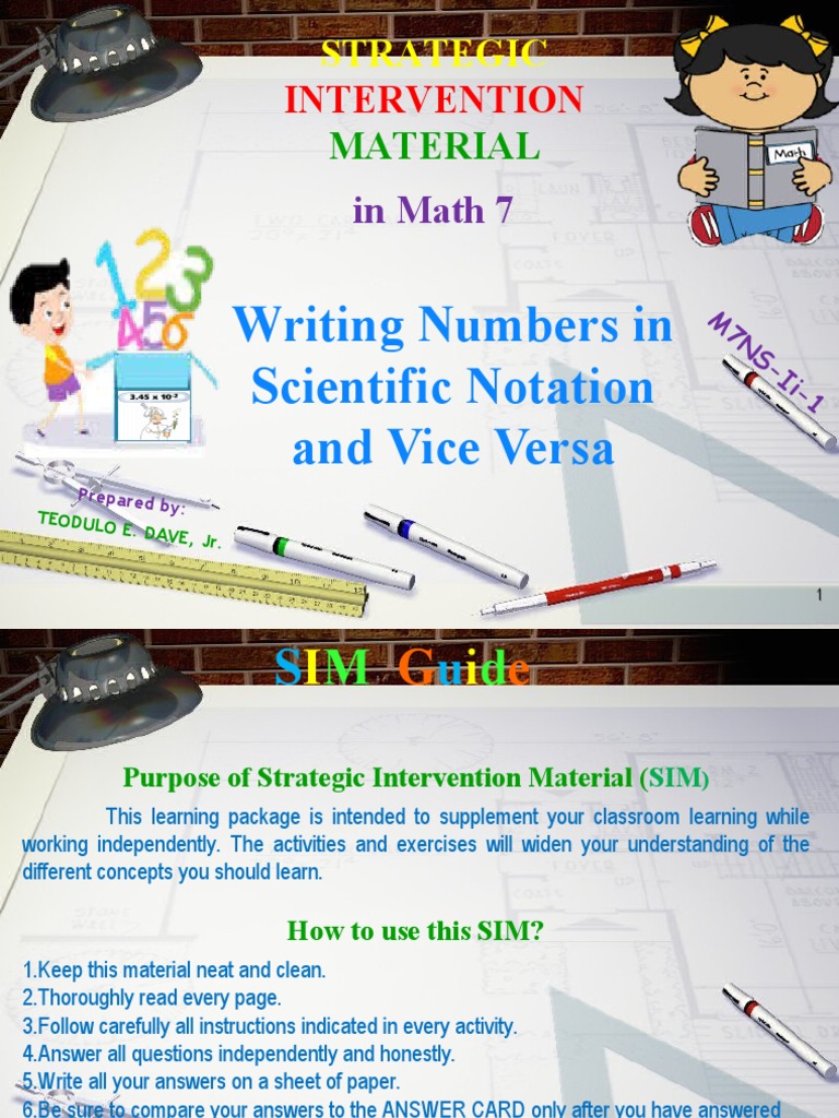 Writing Numbers in Scientific Notation and Vice Versa G7 SIM | PDF ...