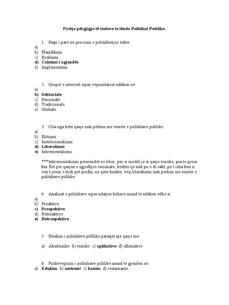 Teste Politika Publike | PDF
