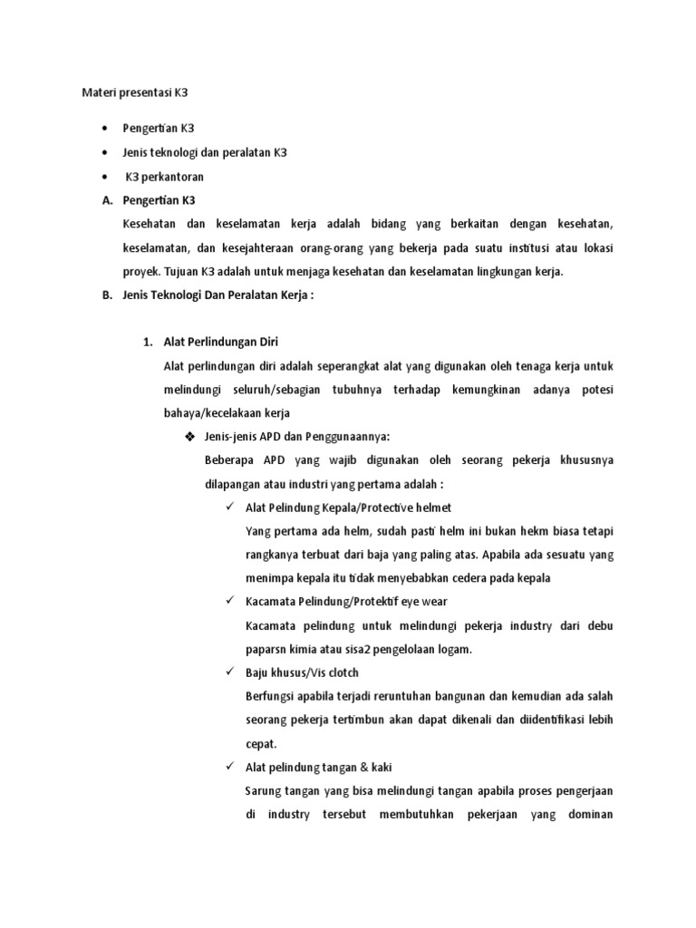 Materi Presentasi K3 | PDF
