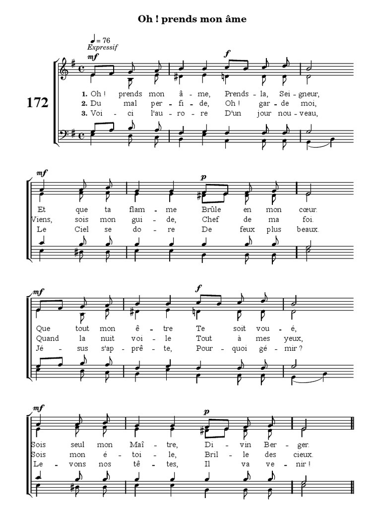 Oh Prends Mon Ame A4 | PDF
