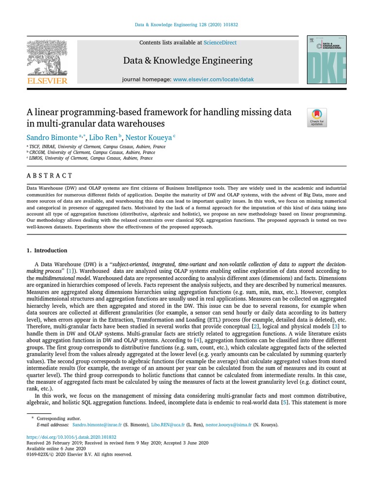 Handling Missing Data | PDF | Data Warehouse | Databases