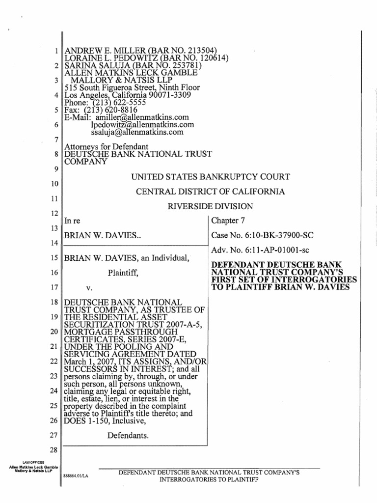Def Deut First Set of Interrogatories | Download Free PDF ...