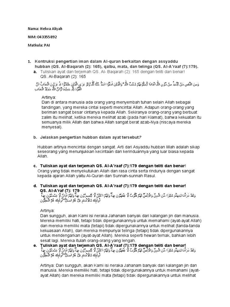 PAI Helwa Aliyah | PDF