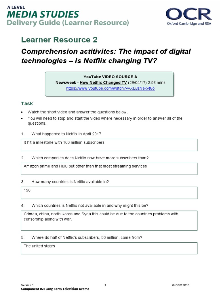 Netflix Video Sheet | PDF | Netflix | Television