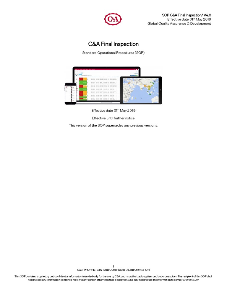 C&A Final Inspection SOP V4.0 | PDF | Quality Assurance | Regulatory ...