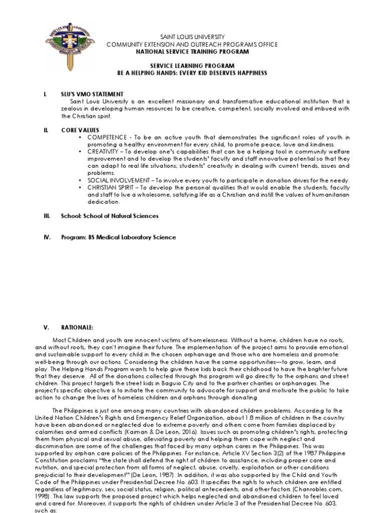 National Service Training Program Service Learning Program Be A Helping ...