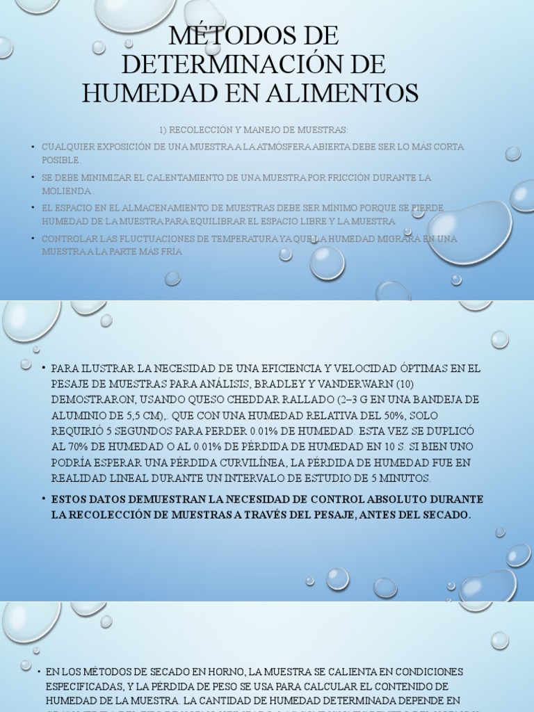 Métodos de Determinación de Humedad en Alimentos PP | PDF | Destilación ...