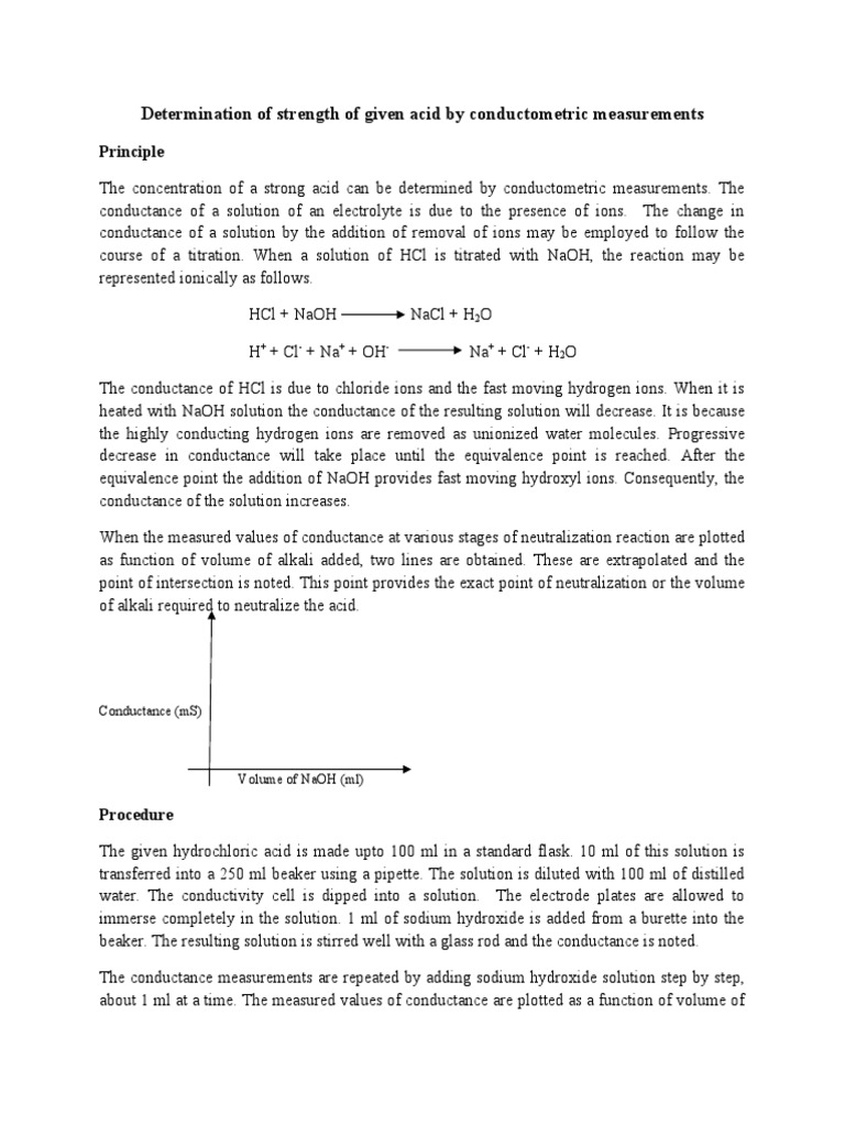 Conductometric Titration | PDF | Sodium Hydroxide | Hydrochloric Acid