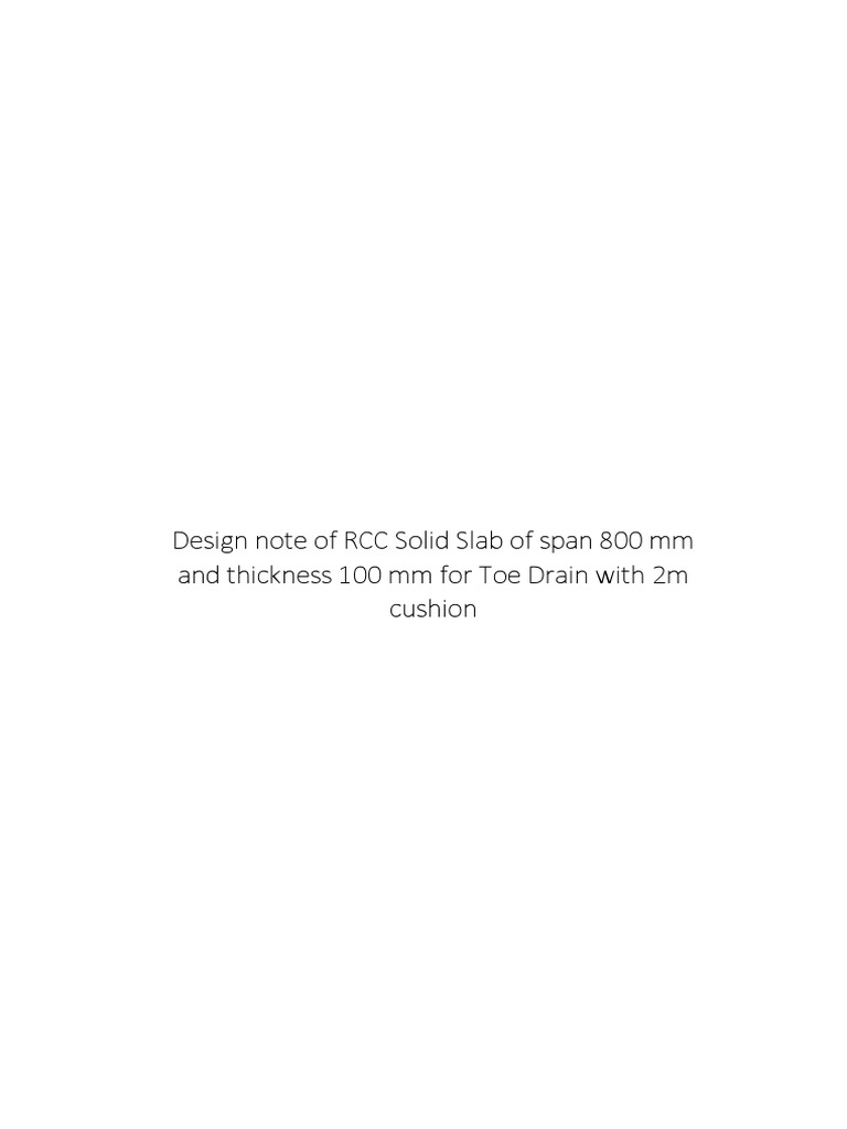 Design of a Reinforced Concrete Solid Slab for a Toe Drain Culvert with ...