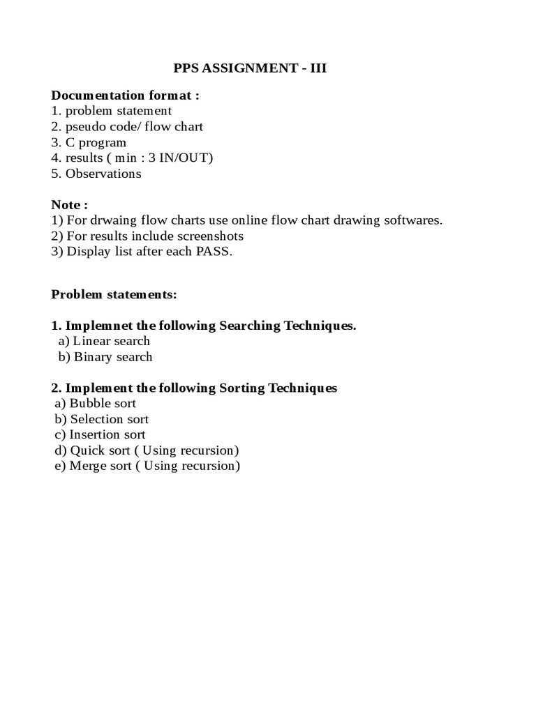 Pps Assignment - Iii Documentation Format | PDF | Technology & Engineering
