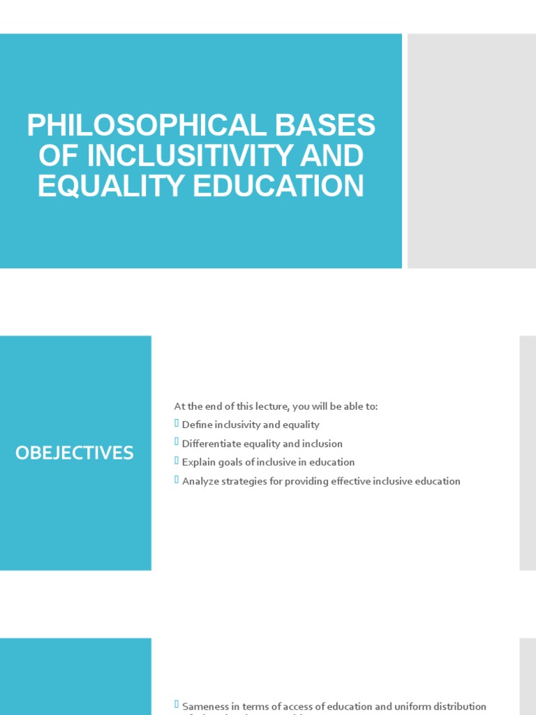 Philosophical Bases of Inclusitivity and Equality Education | PDF ...