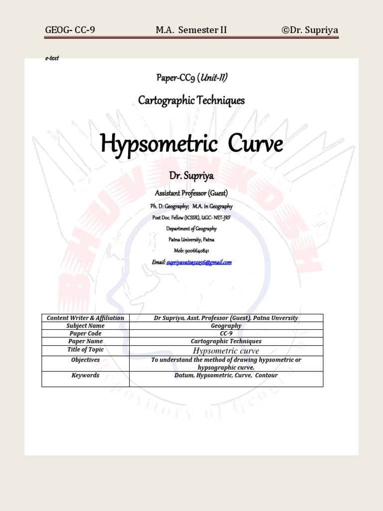 Hypsometric Curve (PAU) | PDF | Geology | Earth Sciences