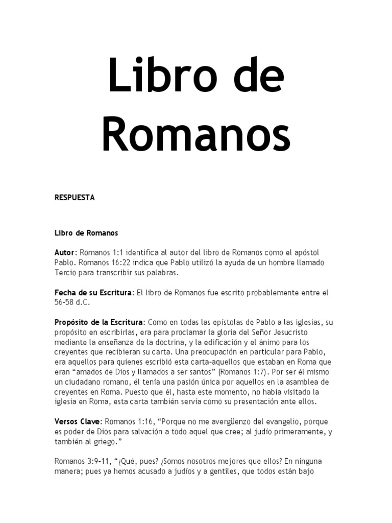 Libro de Romanos | PDF | Epístola a los romanos | Pablo el apóstol